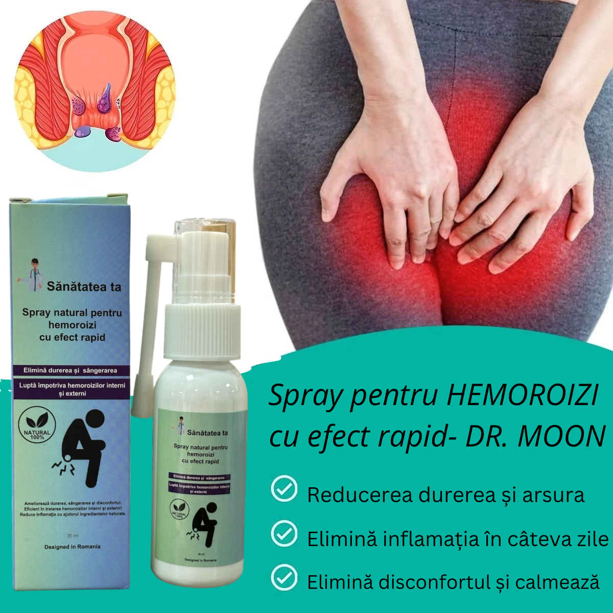 Spray natural pentru hemoroizi cu efect rapid Sănătatea-Ta – SanatateaTa